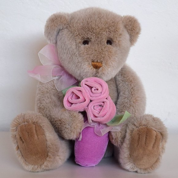 Gund | Toys | Gund Stuffed Teddy Bear 2 Plush With Ribbon Flower Pot Of ...
